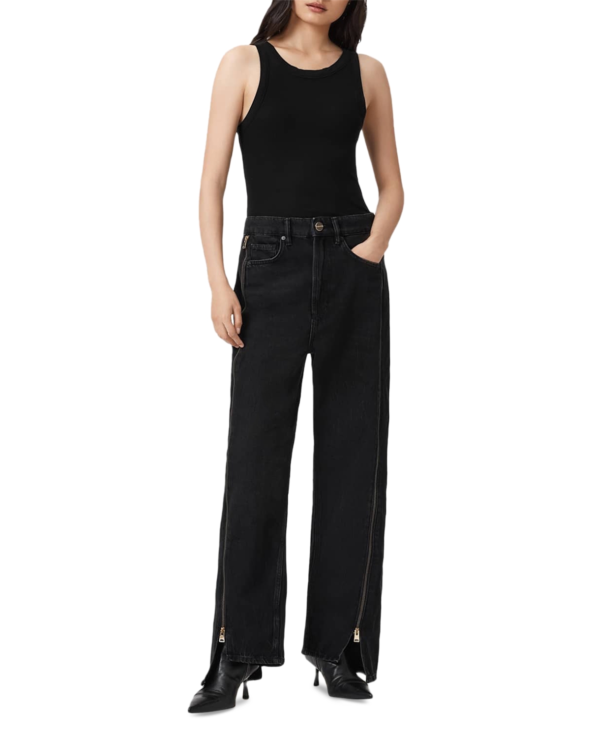 ALLSAINTS Frankie Zip High-Rise Jeans